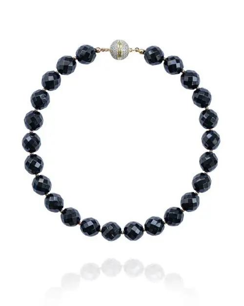 SAULE LABEL Leni Grande Necklace With Beaded, Pave, And Sculptural Elements - Noir