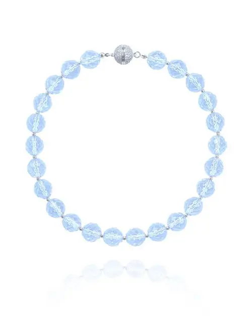 SAULE LABEL Leni Grande Necklace With Beaded, Pave, And Sculptural Elements - Sky Blue