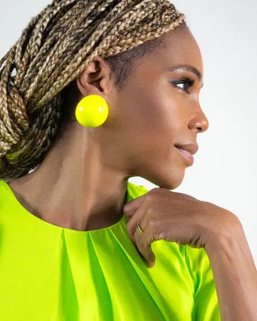 SAULE LABEL Gaia Jumbo Earrings - Lime Lights