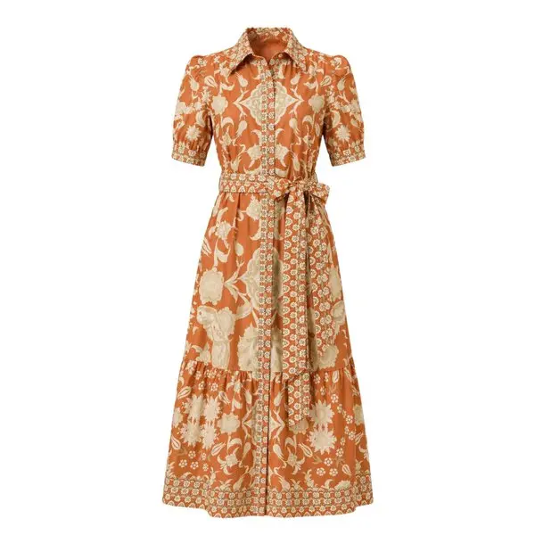 RAISHMA Linda Printed Cotton Midi Dress
