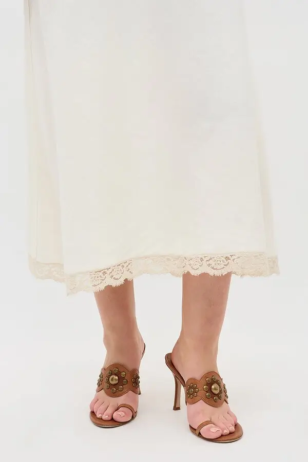 Rixo Embellished Slide Sandals - Brown