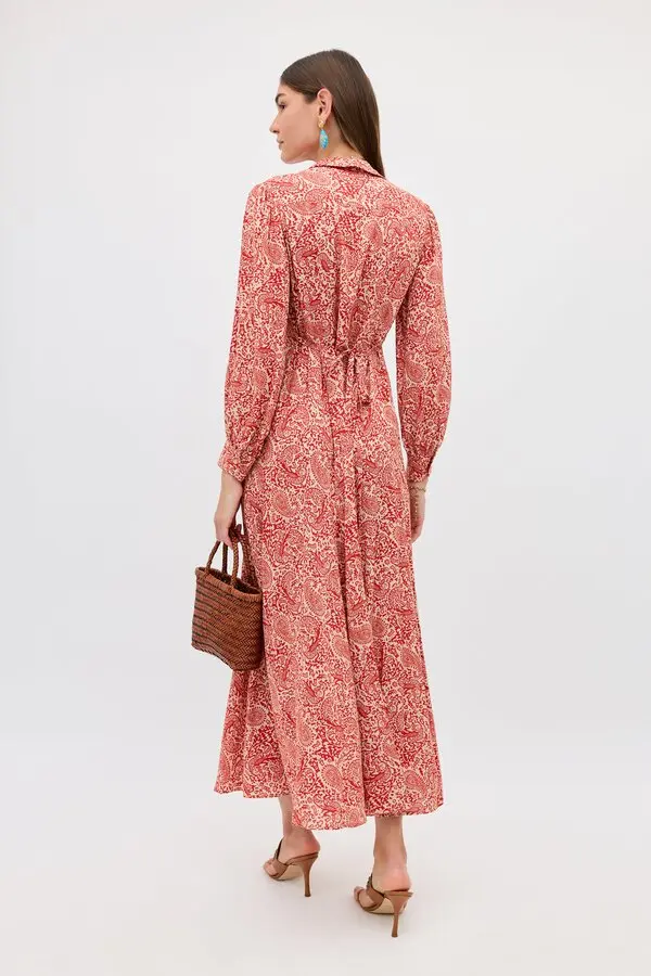 Rixo Maddison Woodcut Gremlin Print Shirt Dress