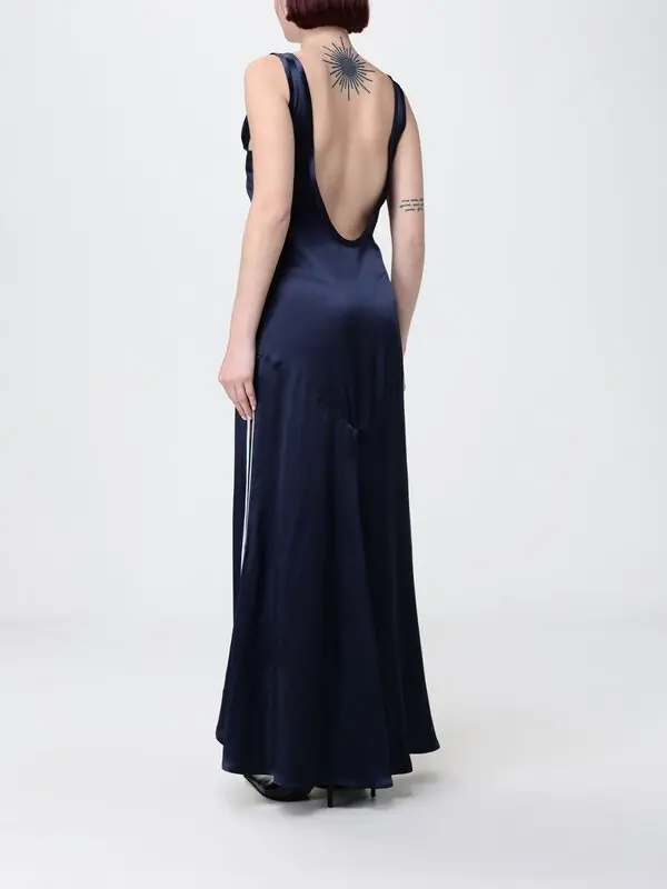 Off-White Satin Asymmetrical Midi Dress