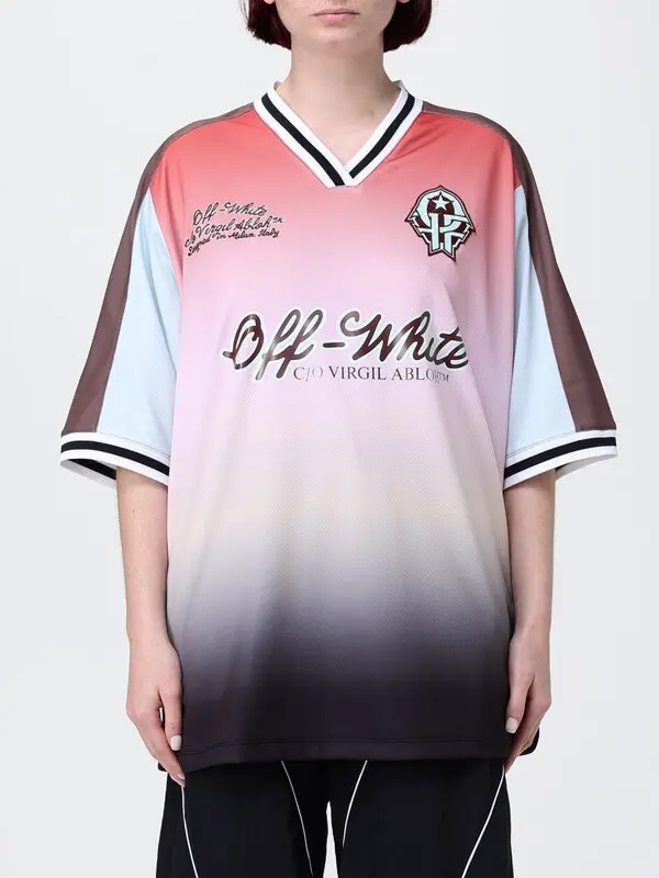 Off-White T-shirt With Logo Print - Pink