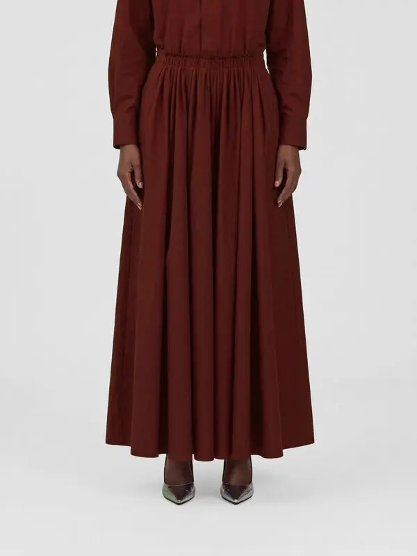 SA SU PHI Cotton Blend Long Skirt - Red