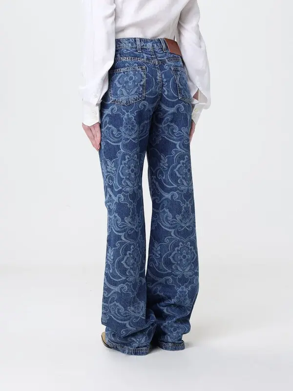 Etro Cotton Denim Flared Jeans With Paisley Print