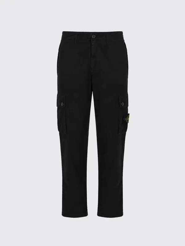 Stone Island Cotton Cargo Trousers - Black