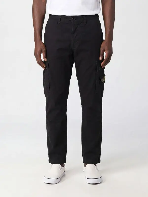 Stone Island Cotton Cargo Trousers - Black