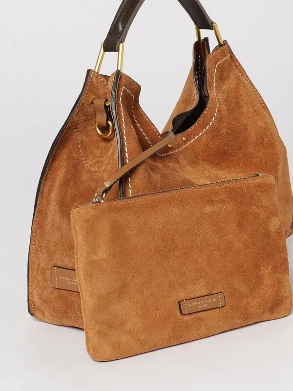 GIANNI CHIARINI Suede Top Handle Bag - Brown