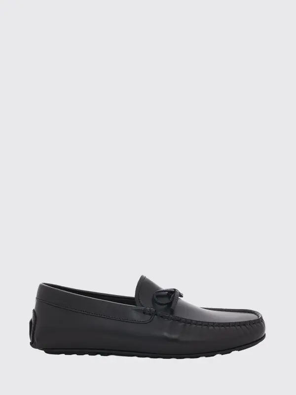BOSS Smooth Leather Driver Loafers With Rubber Sole - Black