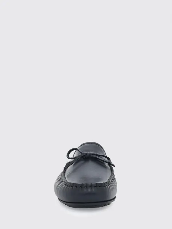 BOSS Smooth Leather Driver Loafers With Rubber Sole - Blue