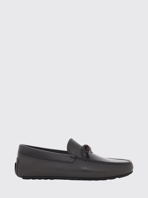 BOSS Smooth Leather Driver Loafers With Rubber Sole - Brown