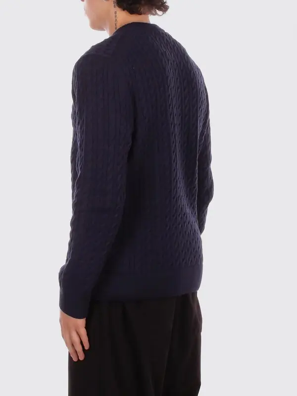 Lacoste Logo Cable Knit Cotton Crewneck Sweater - Blue