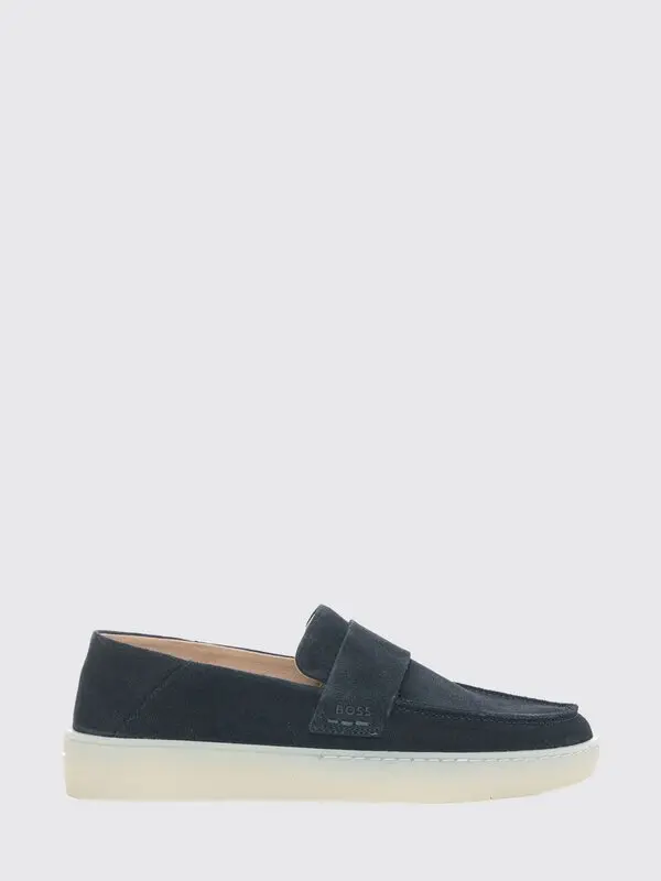 BOSS Suede Loafers With Penny Bar And Rubber Sole - Blue