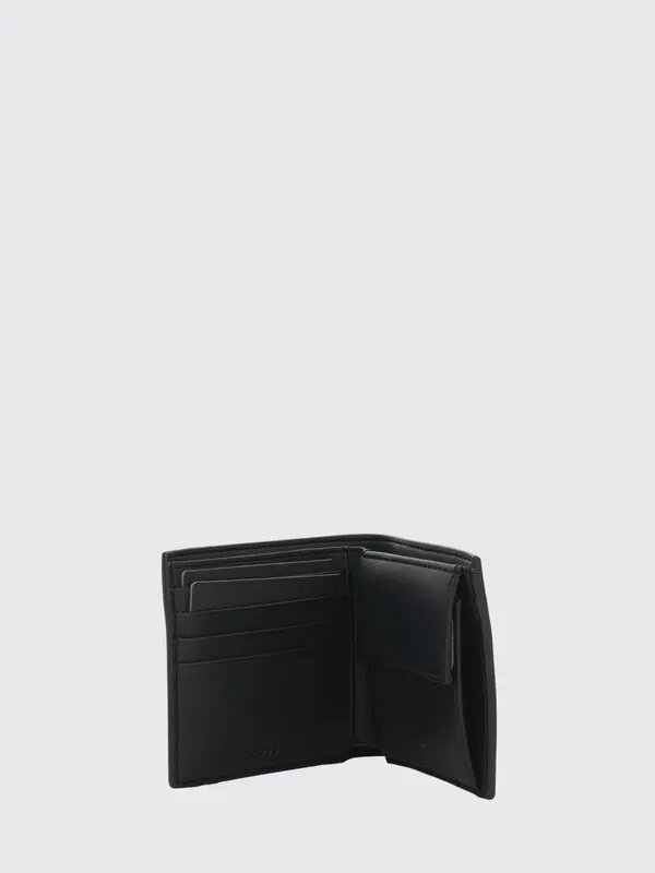BOSS Bifold Synthetic Leather Wallet With Monogram Pattern And Coin Pocket