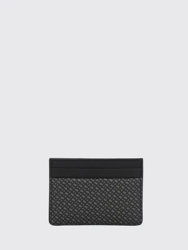 BOSS Monogram Pattern Leather Card Holder With Four Slots