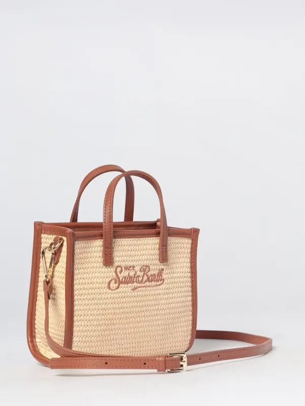 MC2 SAINT BARTH Vivian Straw And Faux Leather Handbag