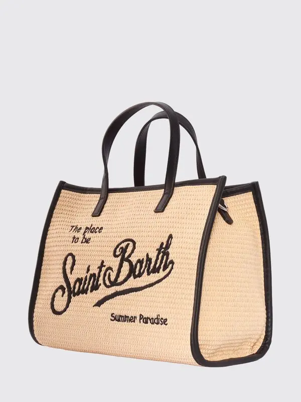 MC2 SAINT BARTH Embroidered Straw Handbag With Flower Appliqués - Multicolor