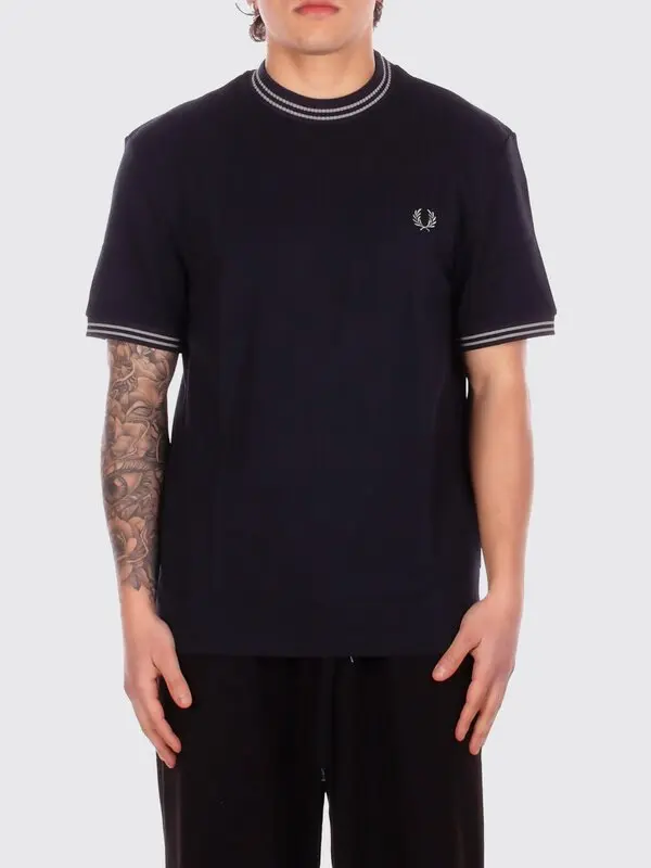 Fred Perry Cotton T-shirt With Logo - Beige