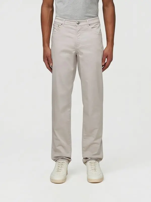 Brunello Cucinelli Cotton Stretch Slim Fit Trousers - Beige