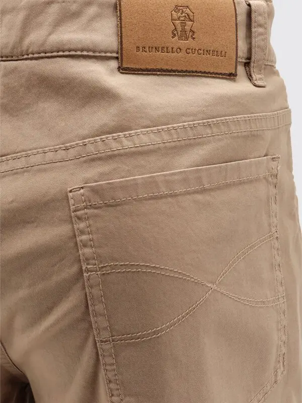Brunello Cucinelli Cotton Stretch Slim Fit Trousers - White