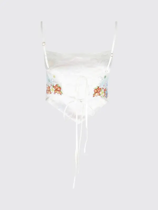 Casablanca Better Days Printed Cotton Cropped Top