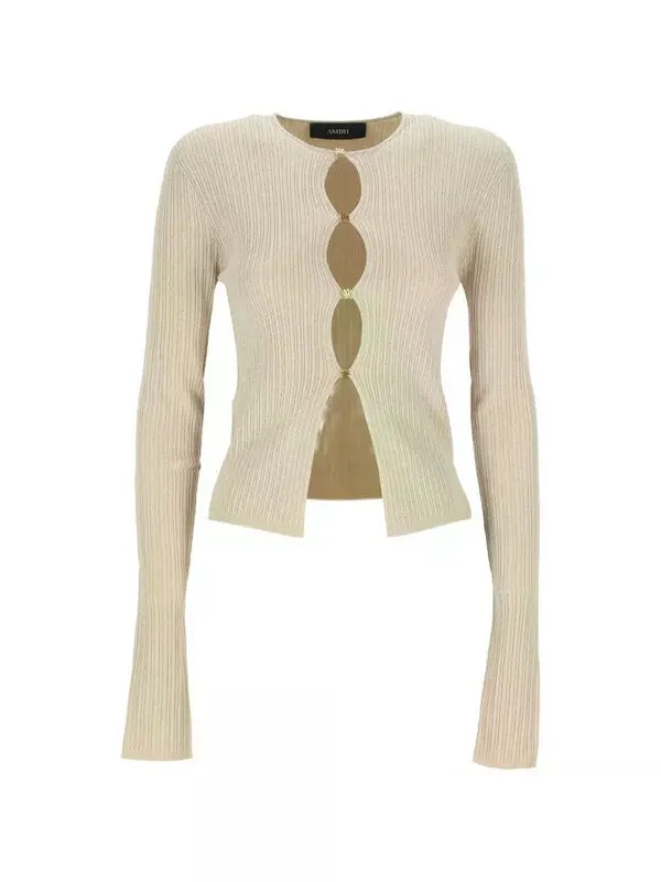 Amiri Ribbed-knit Cutout Jumper - Neutrals