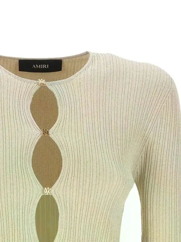 Amiri Ribbed-knit Cutout Jumper - Neutrals