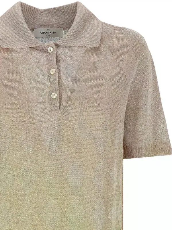 GRAN SASSO Diamond-knit Short-sleeve Polo Shirt