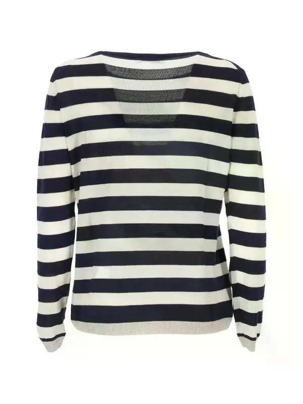 GRAN SASSO Striped Long Sleeve Top With Metallic Trim