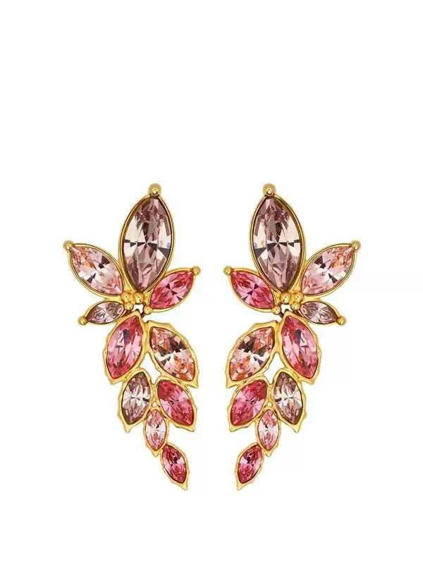 Oscar De La Renta Navette Crystal Drop Clip-on Earrings - Gold