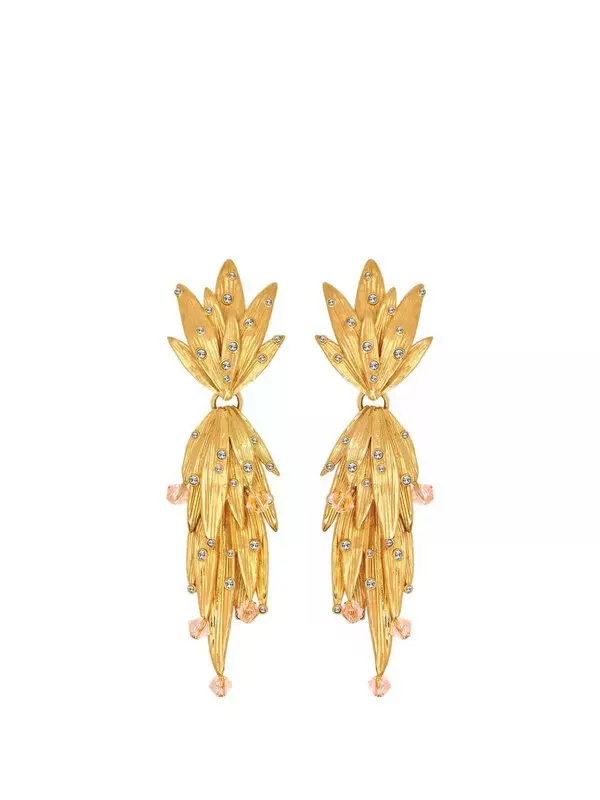 Oscar De La Renta Textured Palm Leaf Drop Earrings - Gold