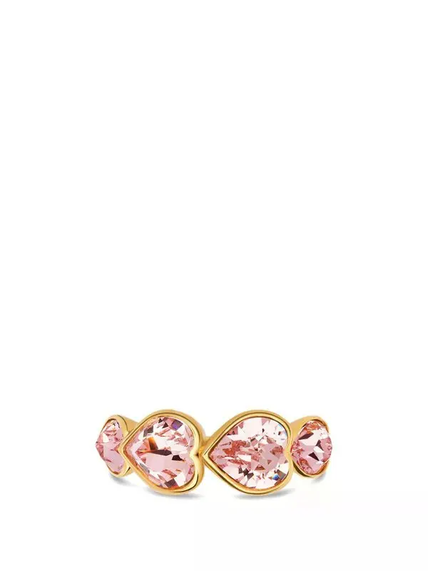Oscar De La Renta Crystal Heart Ring - Gold