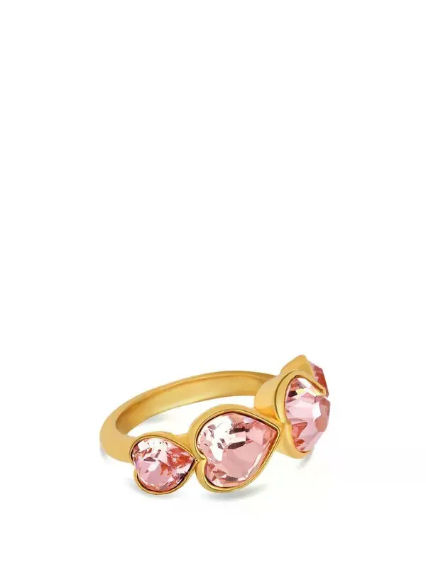 Oscar De La Renta Crystal Heart Ring - Gold