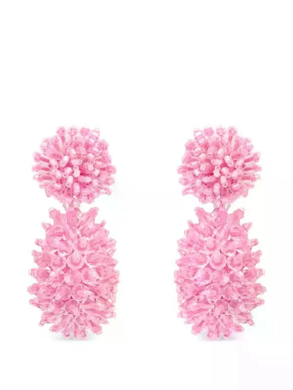 Oscar De La Renta Beaded Cluster Drop Earrings - Pink
