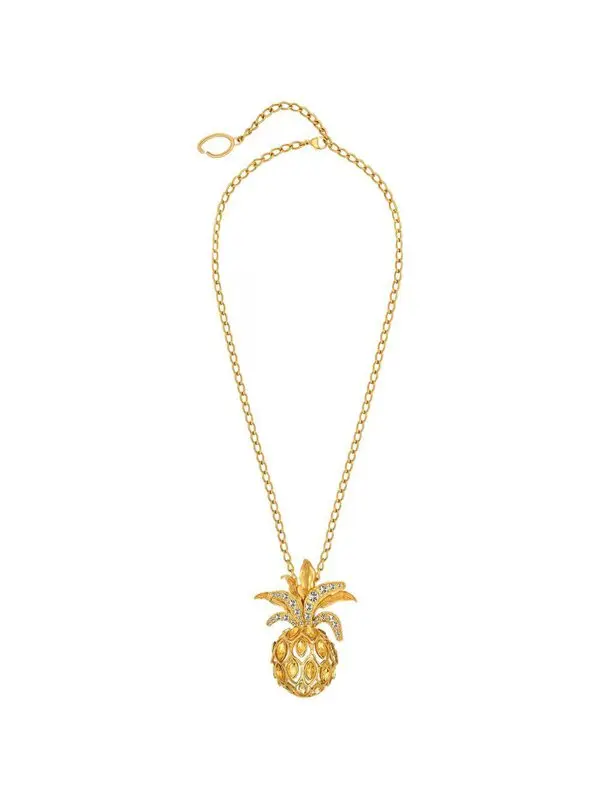 Oscar De La Renta Pineapple Pavé Pendant Necklace - Gold