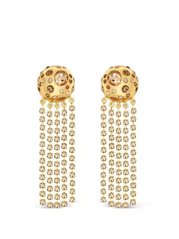Oscar De La Renta Crystal Fringe Chandelier Earrings - Gold