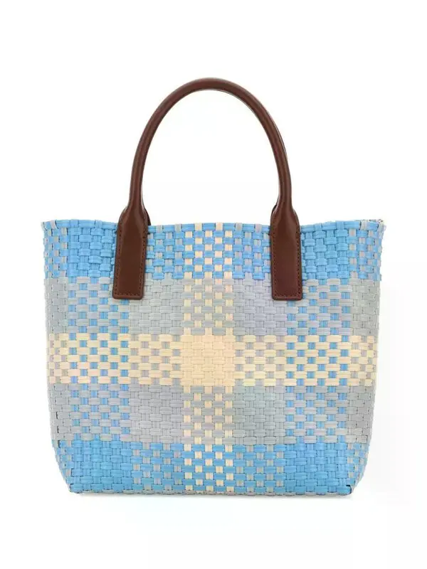 Marni Check-pattern Woven Tote Bag - Blue