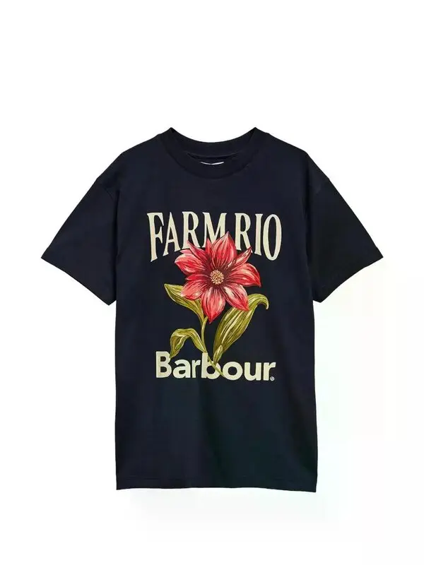 Barbour X Farm Rio Floral Print Cotton T-shirt - Blue