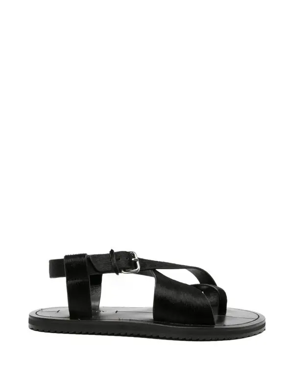 A.emery Ora Flat Sandals With Crossover Straps - Black