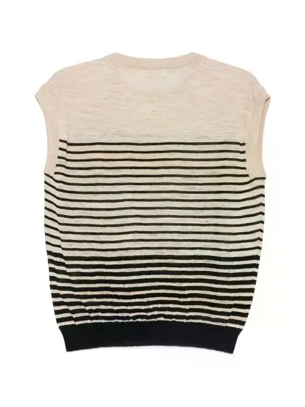 ROBERTO COLLINA Striped Sleeveless Crew Neck Sweater - Neutrals