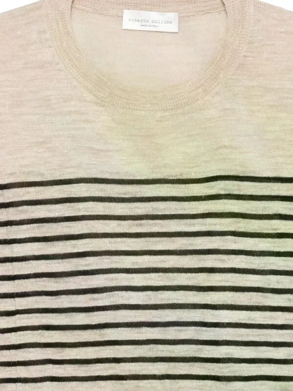 ROBERTO COLLINA Striped Sleeveless Crew Neck Sweater - Neutrals