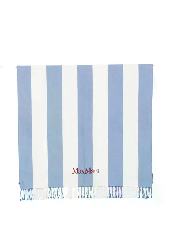 Max Mara Striped Fringed Beach Towel - Blue