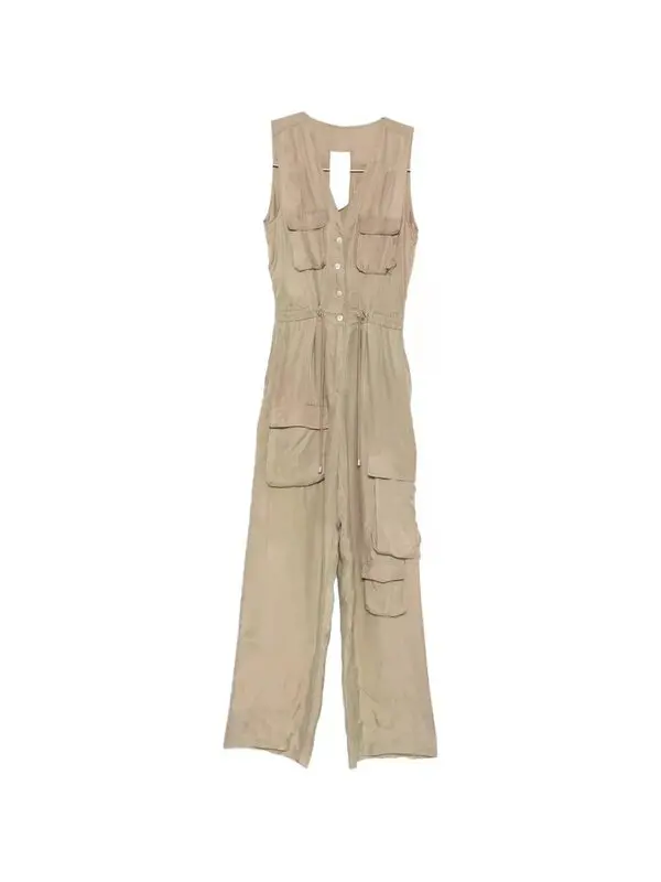 RAME Sleeveless V-neck Cargo Jumpsuit - Green
