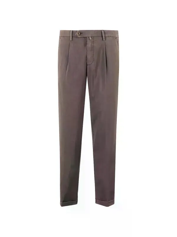 MYTHS Pleated Turn-up Trousers - Brown