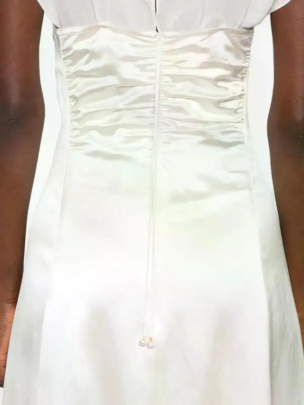 Carven Satin Mock Neck Sleeveless Maxi Dress