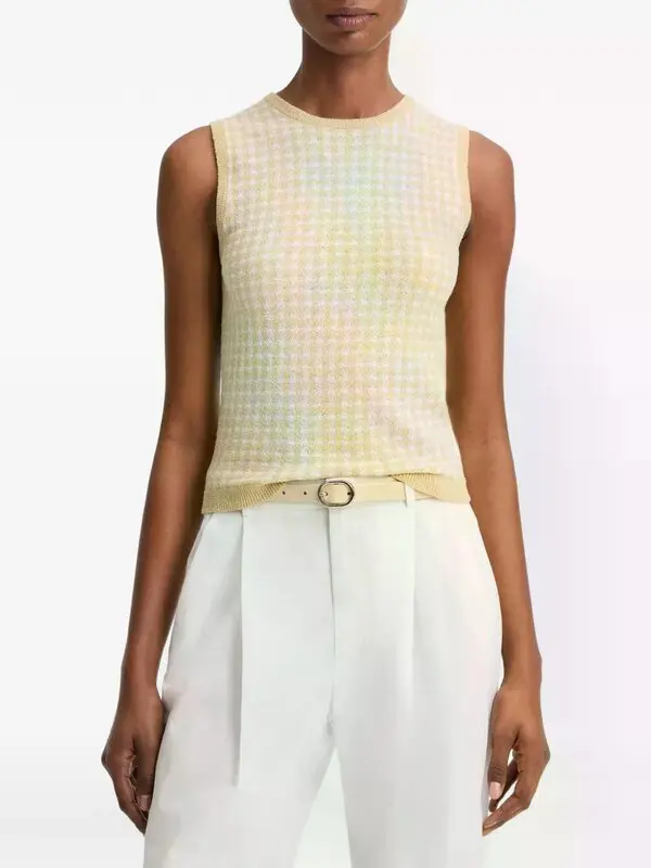 Vince Gingham Check Knitted Tank Top - Yellow