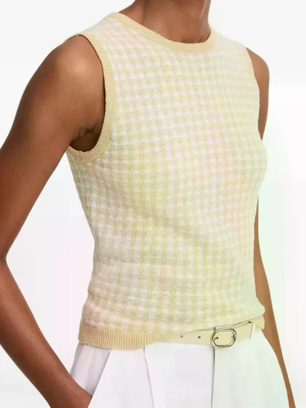 Vince Gingham Check Knitted Tank Top - Yellow