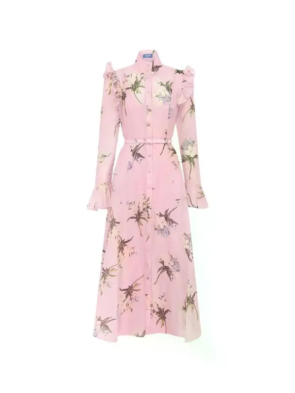 LEO LIN Katrina Floral-print Ruffled Midi Dress