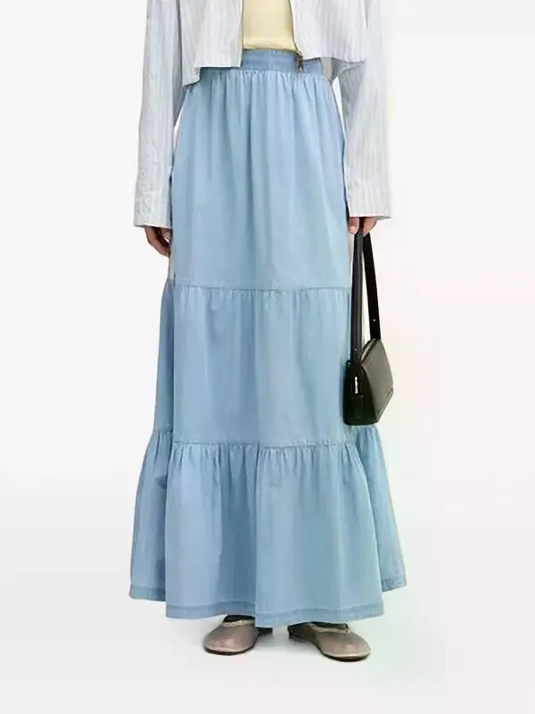 Adidas Tiered Maxi Skirt With Side Stripes - Blue